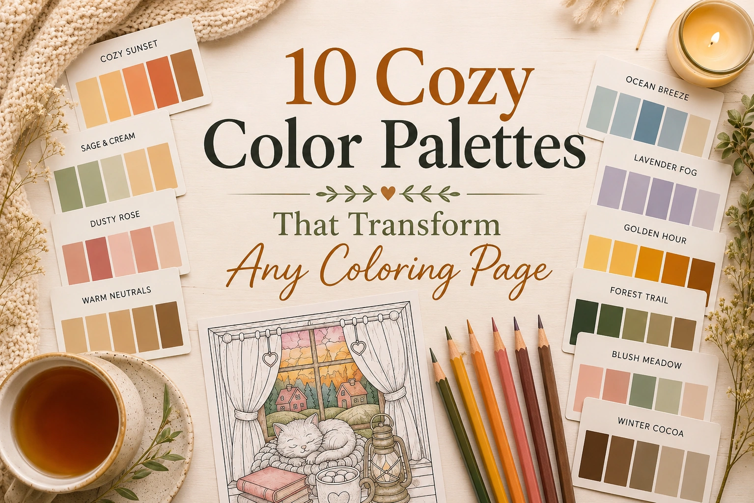 10 Cozy Color Palettes for Adult Coloring Pages (+ Free Printable ...